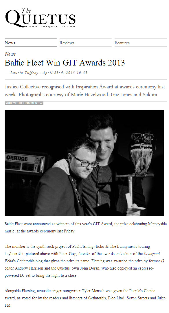 The Quietus News Baltic Fleet Win GIT Awards - Blow Up The Quietus News Baltic Fleet Win GIT Awards - Blow Up